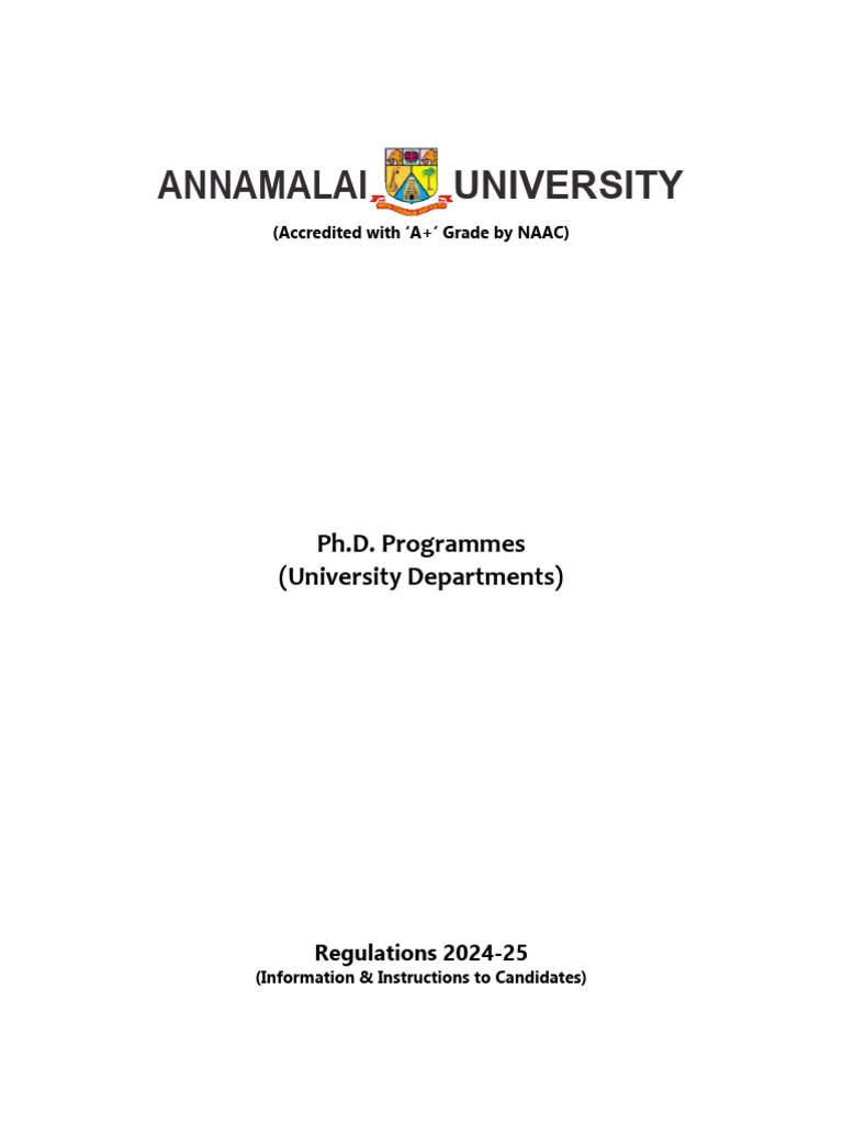 PHD Prospectus University Department 2024-25 | PDF