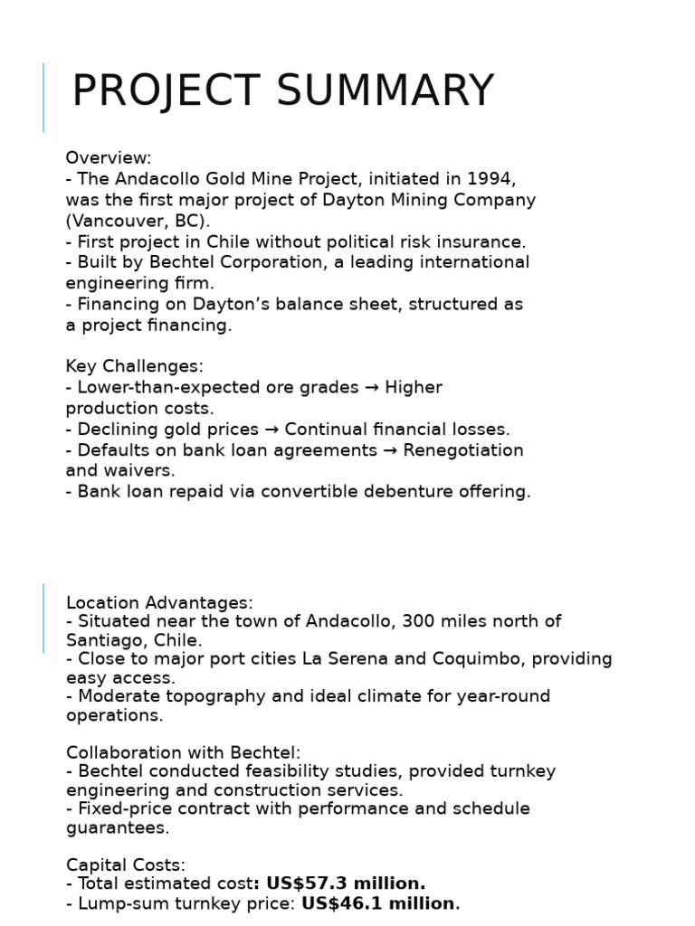 Andacollo Gold Mine Financing Commitments | PDF