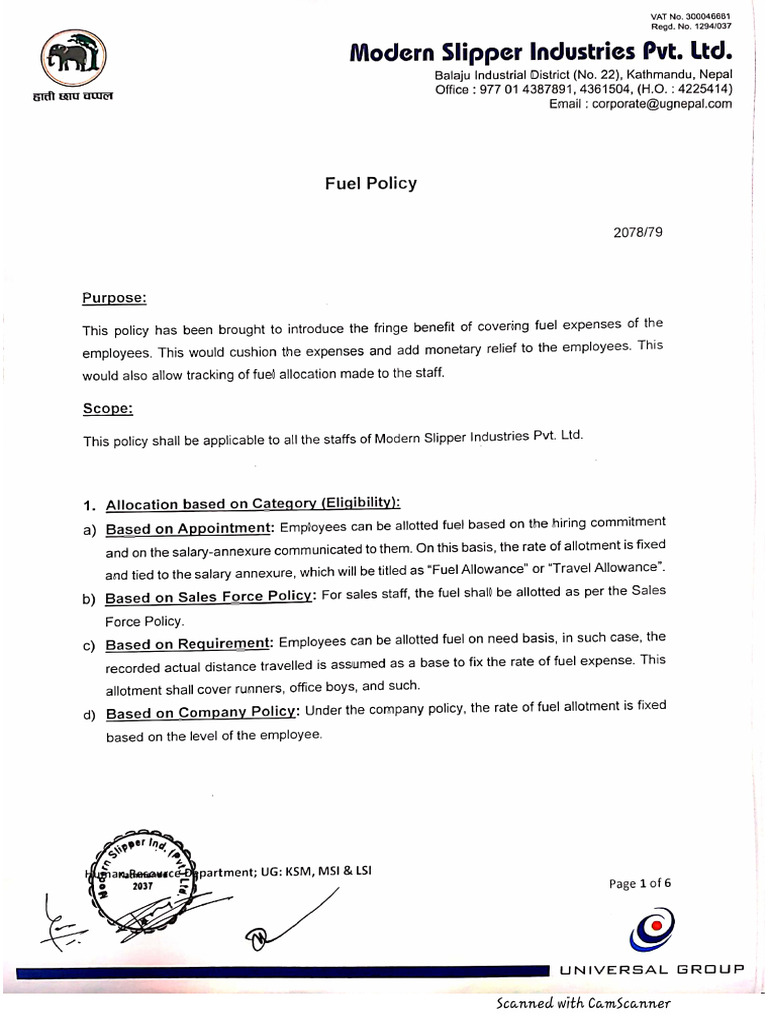 Fuel Policy | PDF