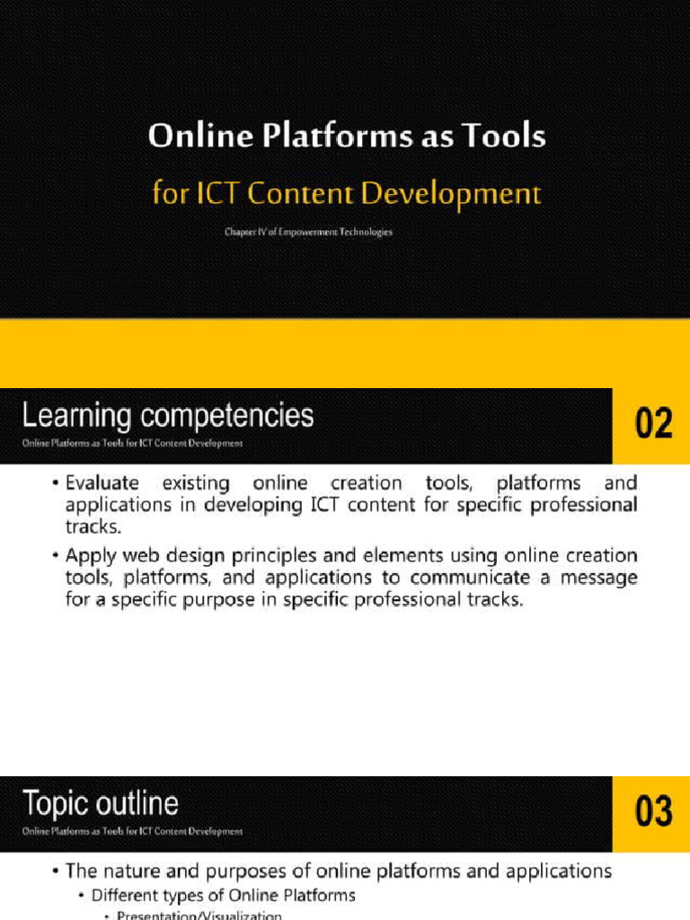 Online Creation Tools, Platforms, and Applications For Ict Content Development | PDF