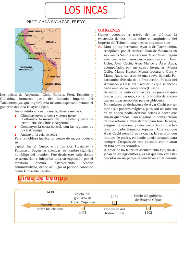 Los Incas para Primer Grado de Secundaria | PDF