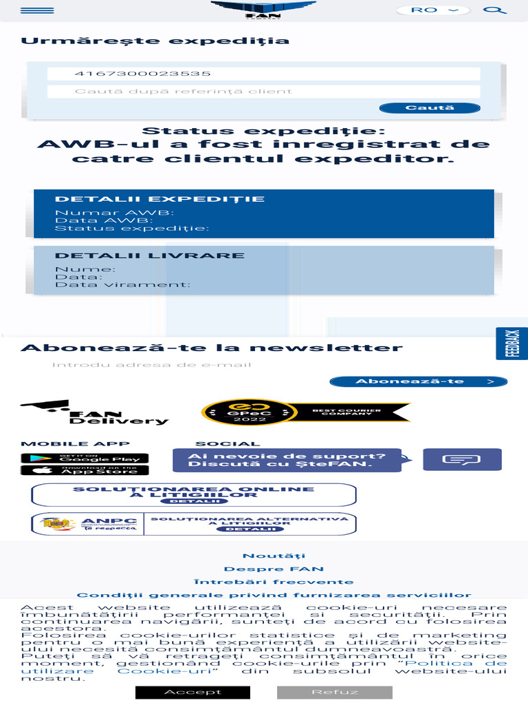 AWB Tracking - FAN Courier | PDF