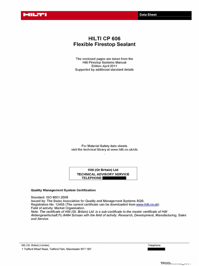 TRI000000002 - Hilti Data Sheets For CP 606 and CF125 Firestop Products ...