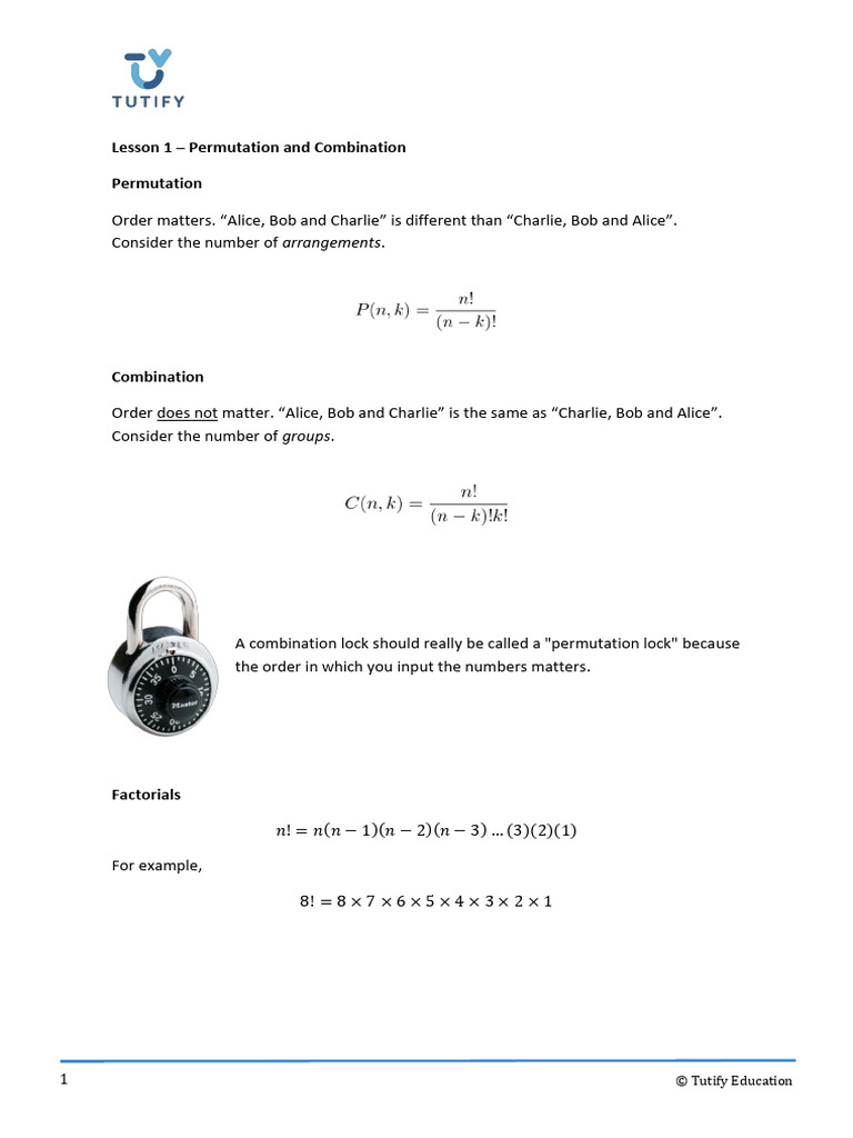 L1 Perm & Comb | PDF | Combinatorics | Language Arts & Discipline