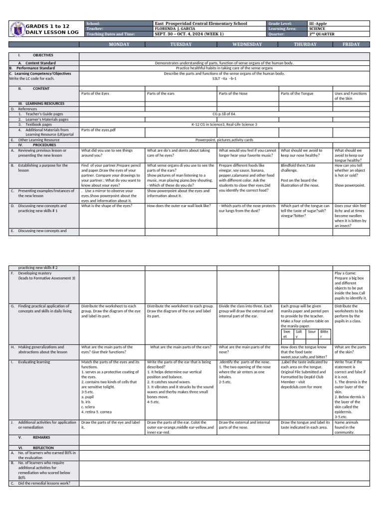 DLL Science-3 Q2 W1 | PDF