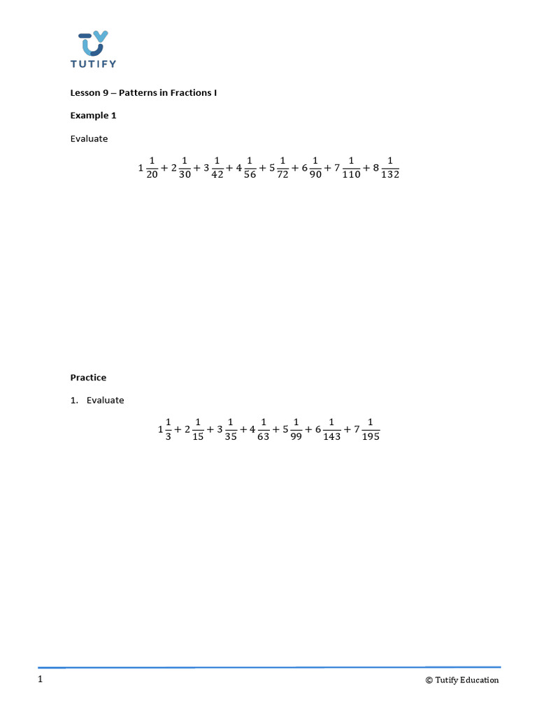 L9 Patterns in Fractions I | PDF