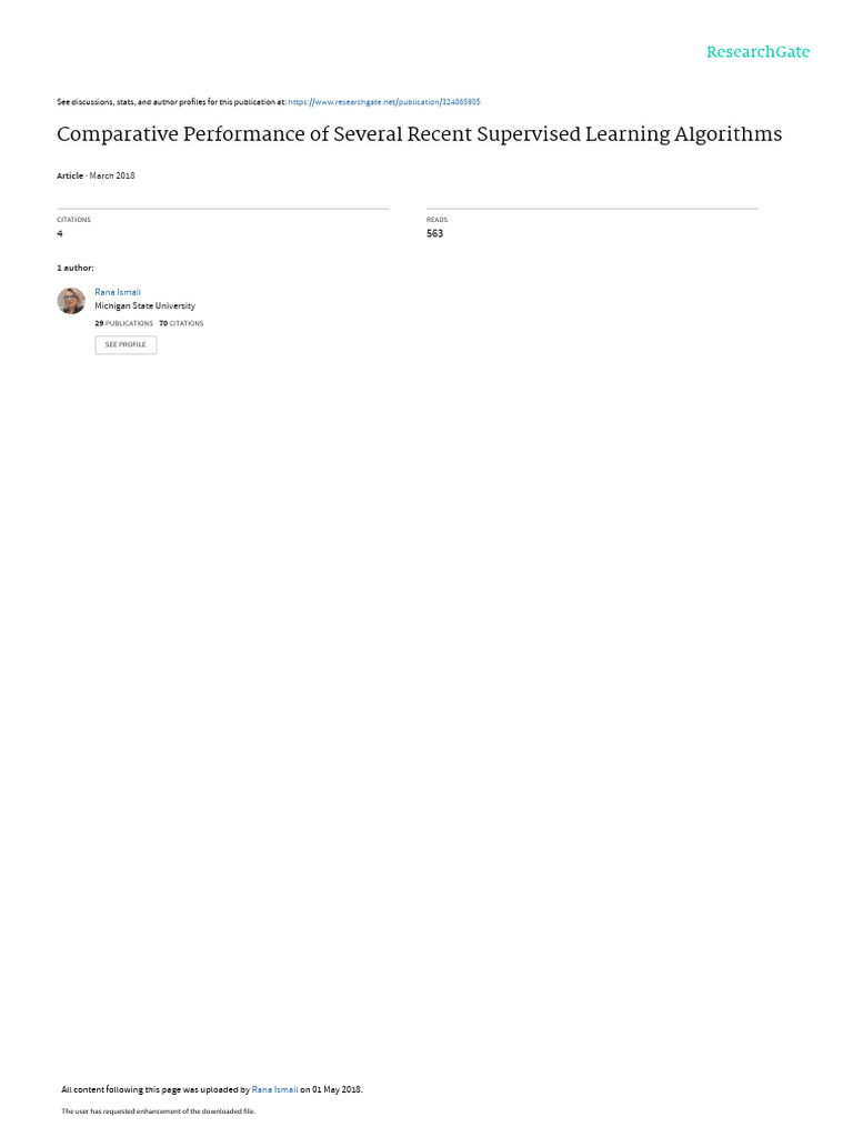 Comparative Performance of Several Recent Supervised Learning Algorithms | PDF | Artificial ...