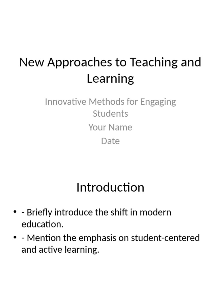 New Approaches To Teaching and Learning | PDF