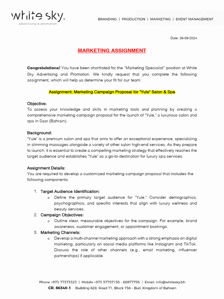 Marketing Assignment | PDF