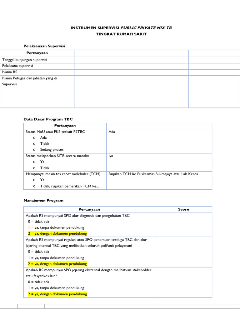 Supervisi RS Program TB | PDF