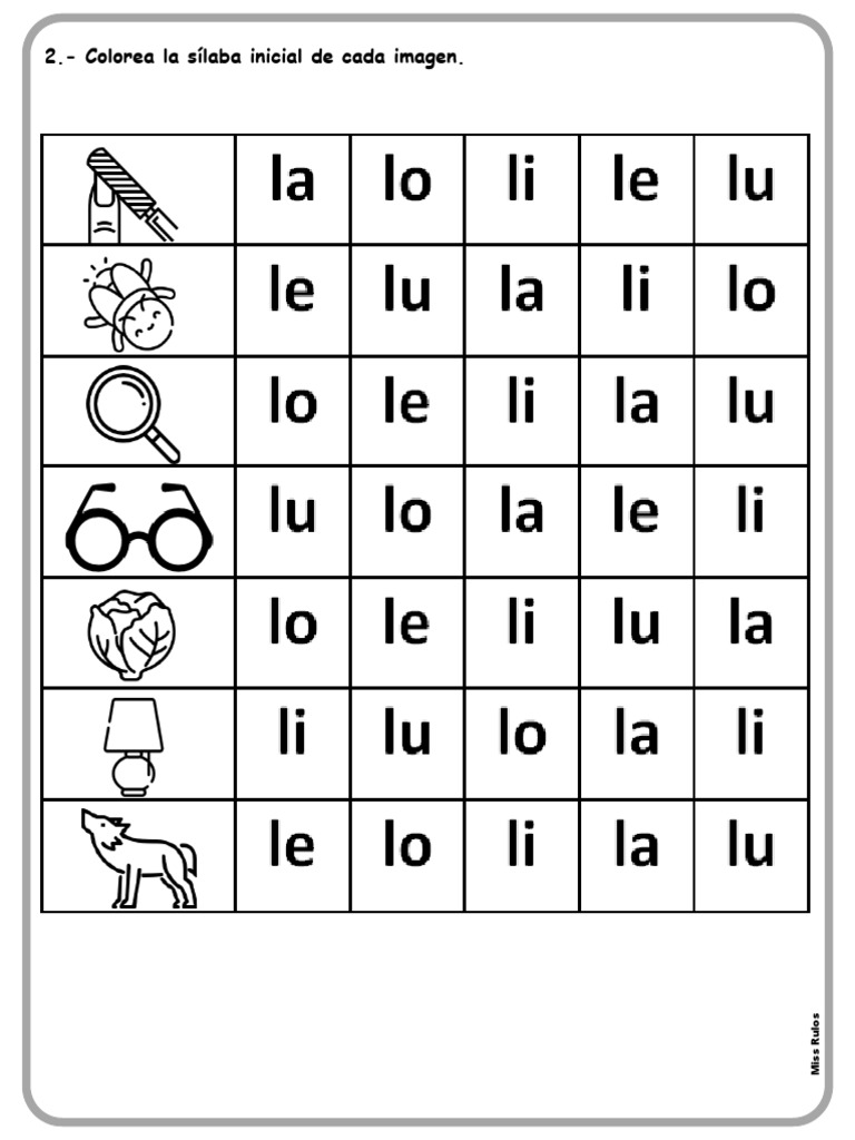 Colorea La Sílaba Inicial | PDF