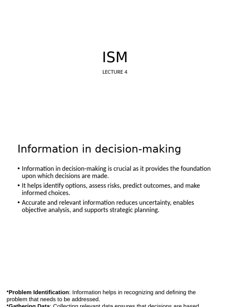 ISM LEC 4 and 5 | PDF