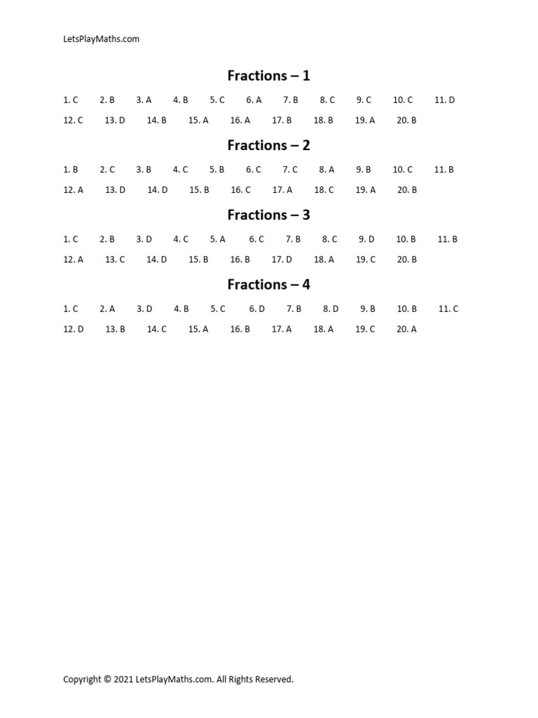 Class 7 Fractions Answer | PDF