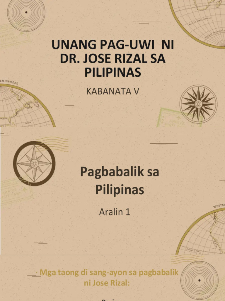 KABANATA 5. Unang Pag Uwi Ni Rizal Sa Pilipinas | PDF