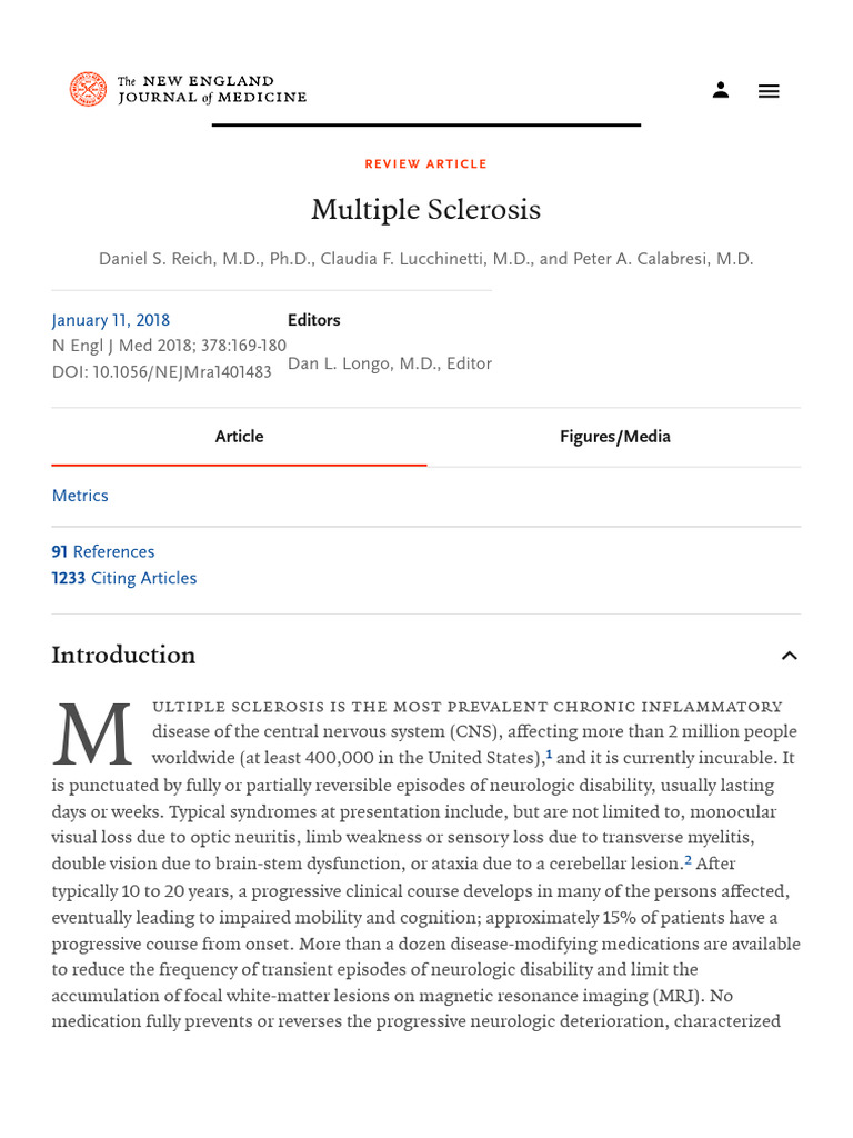 Multiple Sclerosis NEJM | PDF