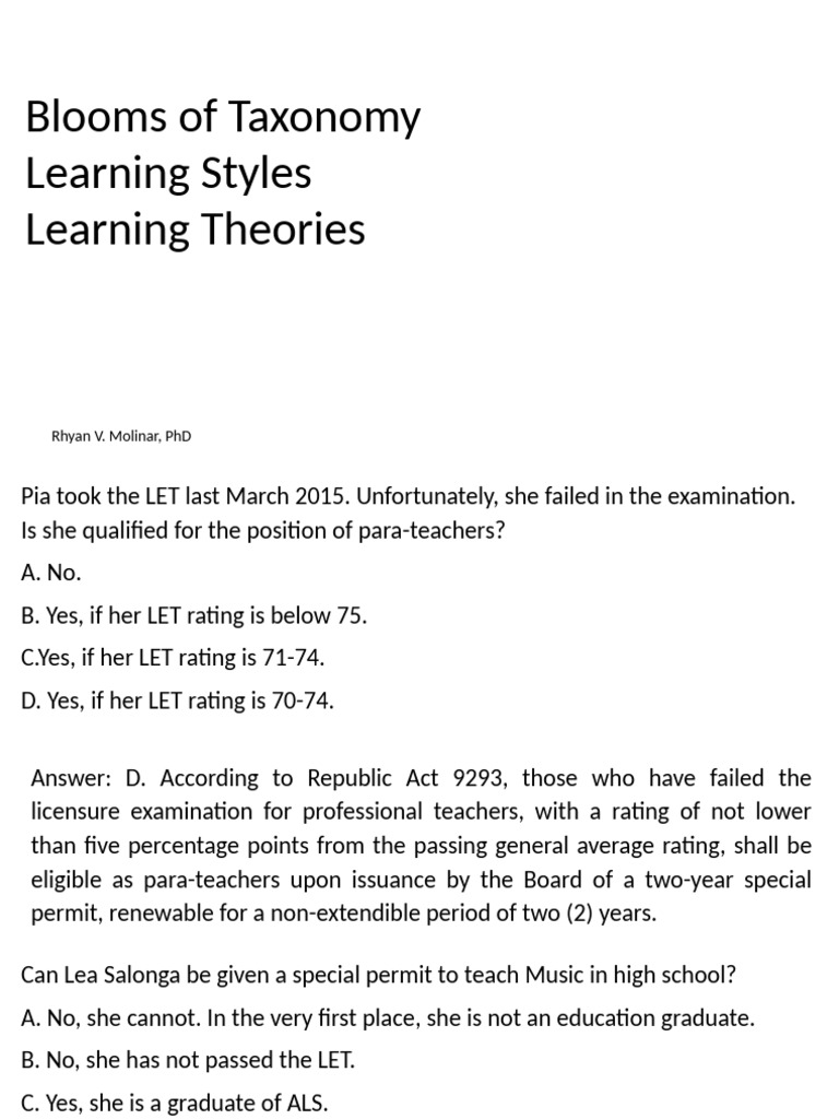 Blooms Taxonomy Teaching Profession | PDF