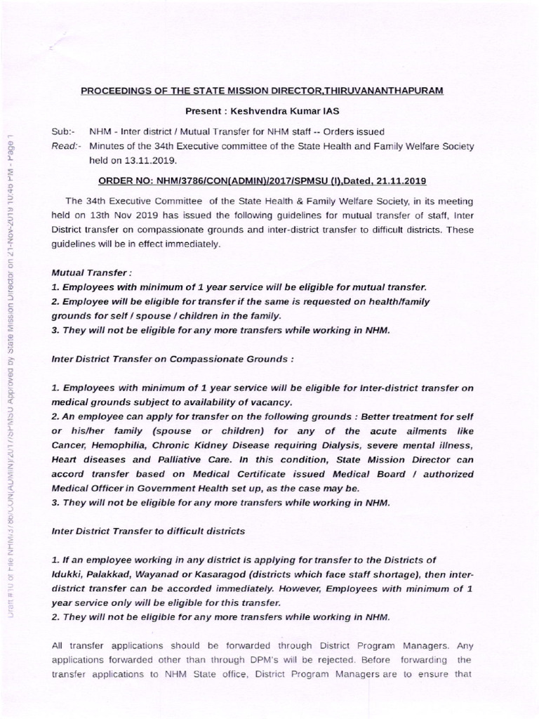 3786 Inter District Transfer and Mutual - Transfer Order | PDF ...