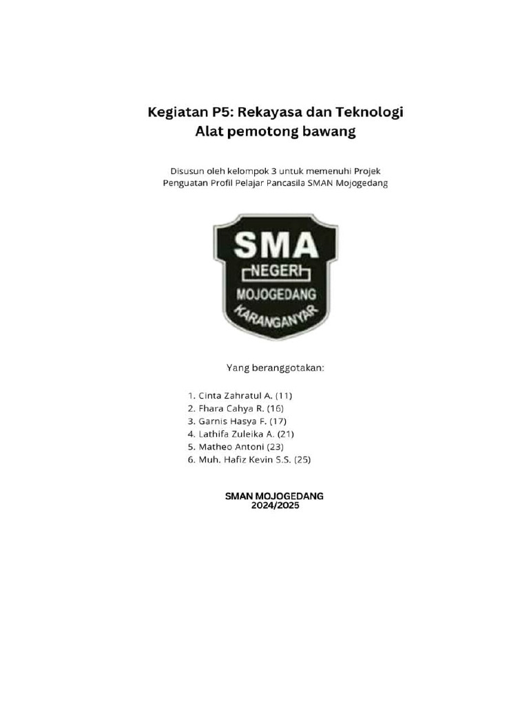 Laporan P5 Rekayasa dan Teknologi (kel.3) | PDF