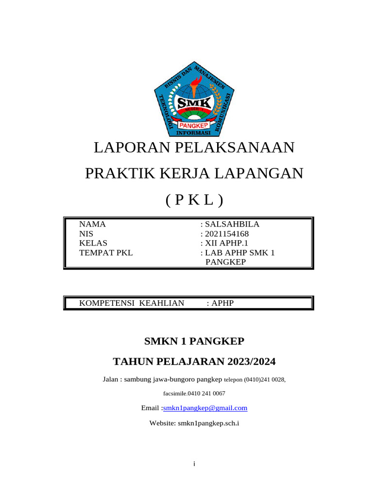 Laporan PKL SMKN 1 Pangkep Salsahbila | PDF | Bisnis