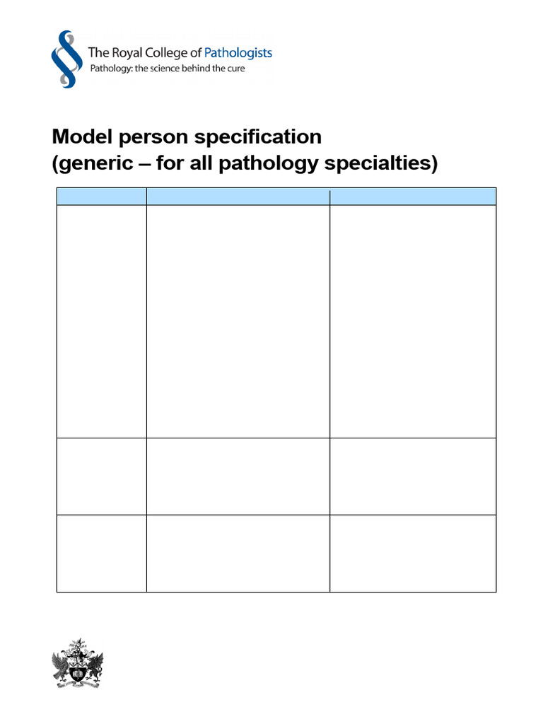 Model Person Specification All Specialties | PDF