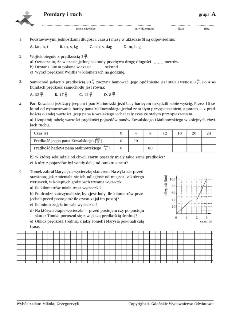 Klasa 7 Fizyka Dział 1 | PDF