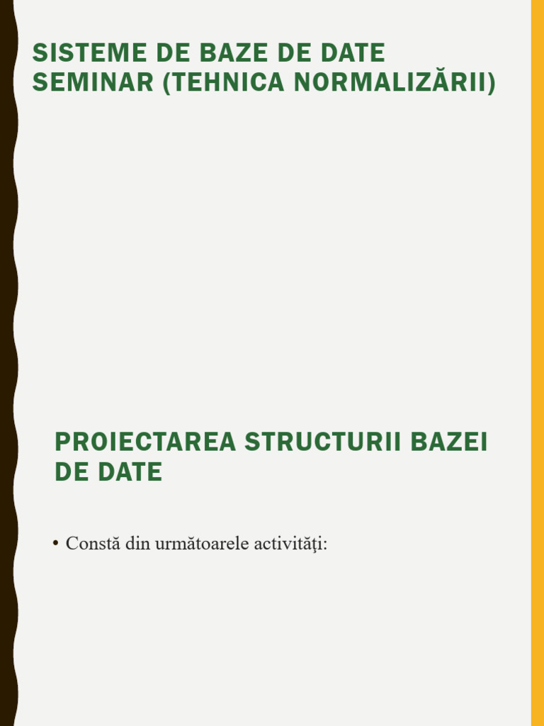 SBDE - Normalizarea Unei BD | PDF