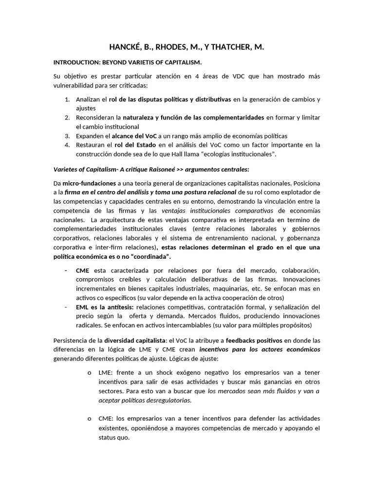 Hancké y Tatcher | PDF