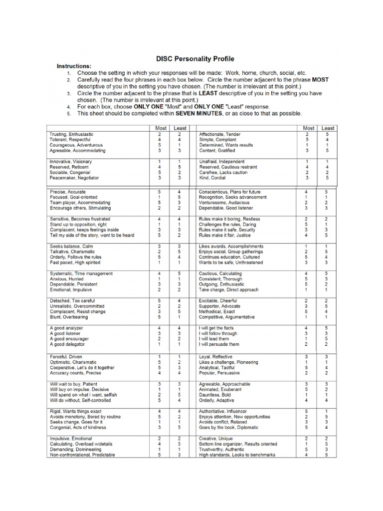 DISC Questionnaire | PDF