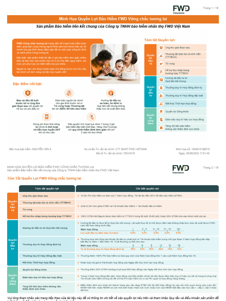 Bang Minh Hoa QLBH FWD Vung Chac Tuong Lai | PDF