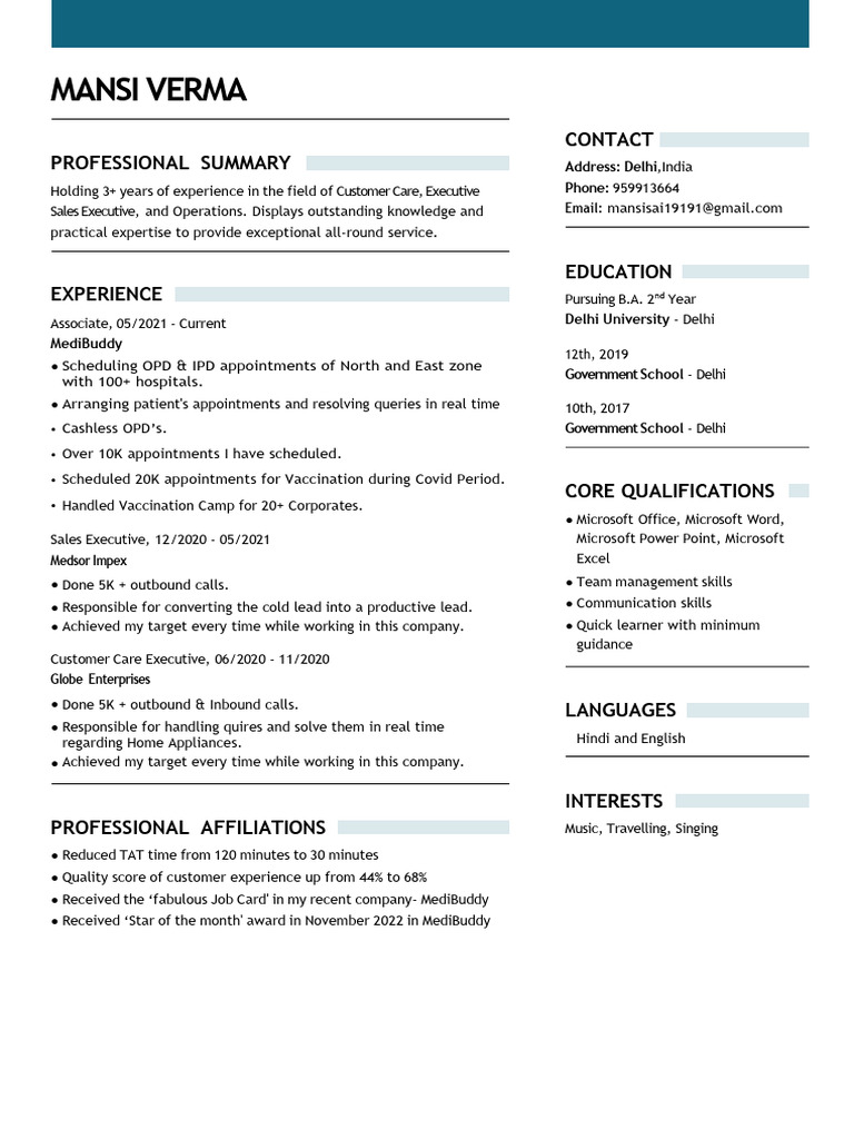 Mansi Verma Resume | PDF