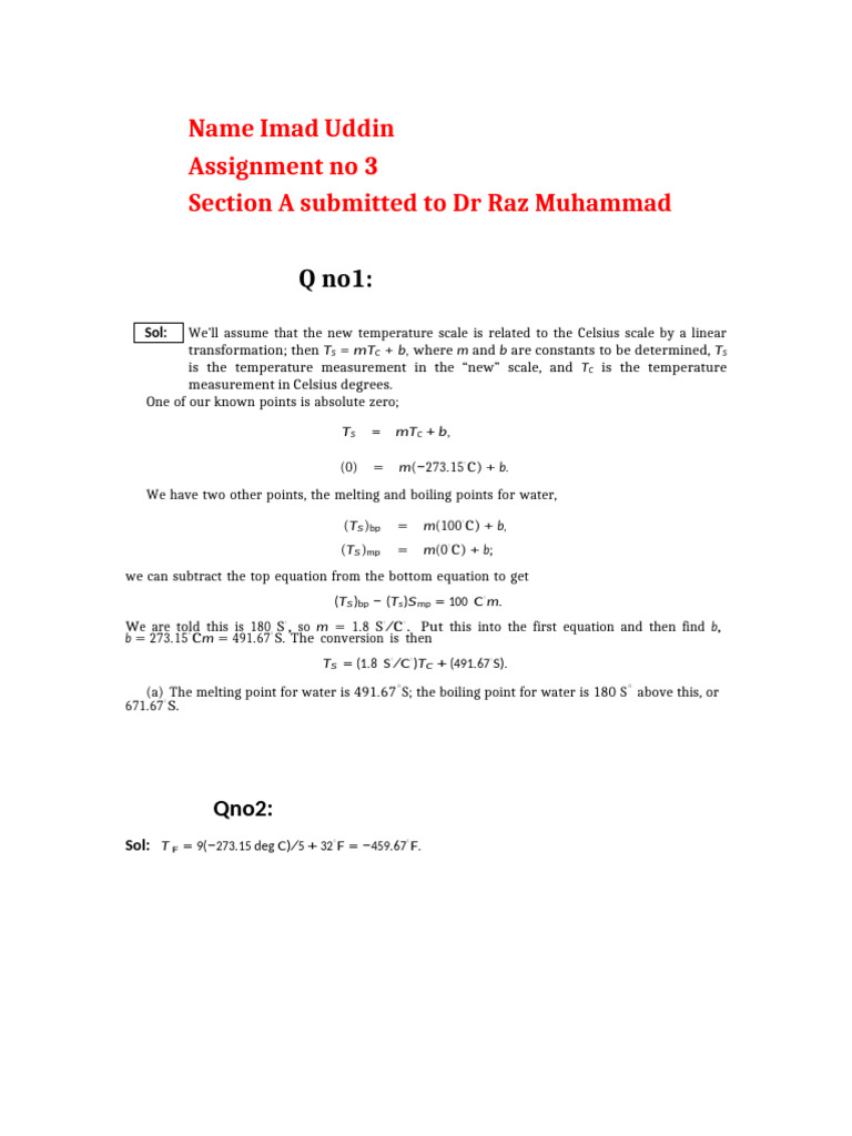 Thermal 3 Assignment Imad | PDF | Volume | Temperature