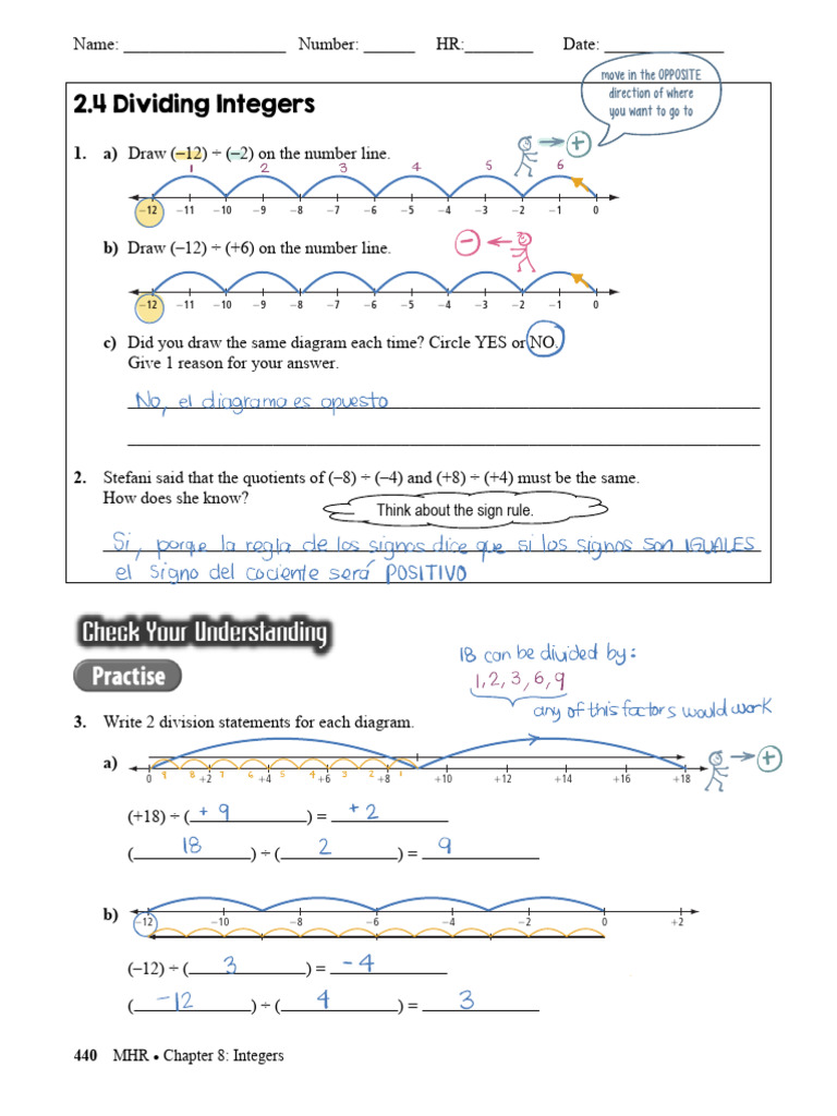 Dividing Integers: Number Line Exercises | PDF | Mathematics | Teaching ...
