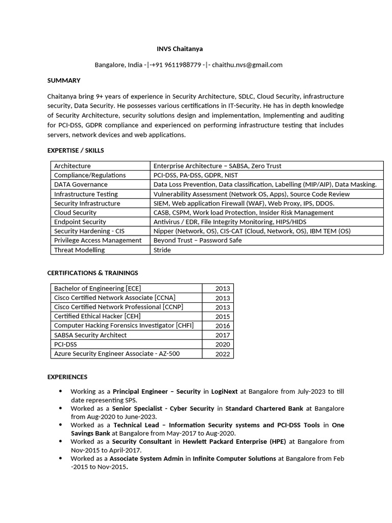 Chaitanya Resume | PDF