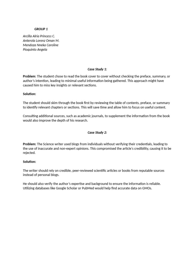 Case Study Group 1 | PDF