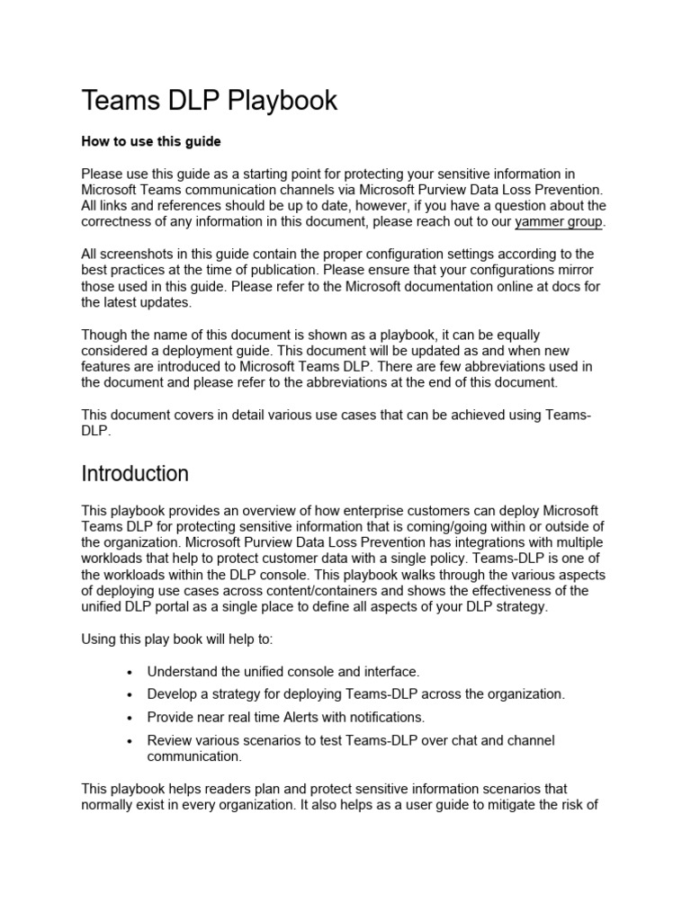 Teams DLP Playbook 2024 | PDF
