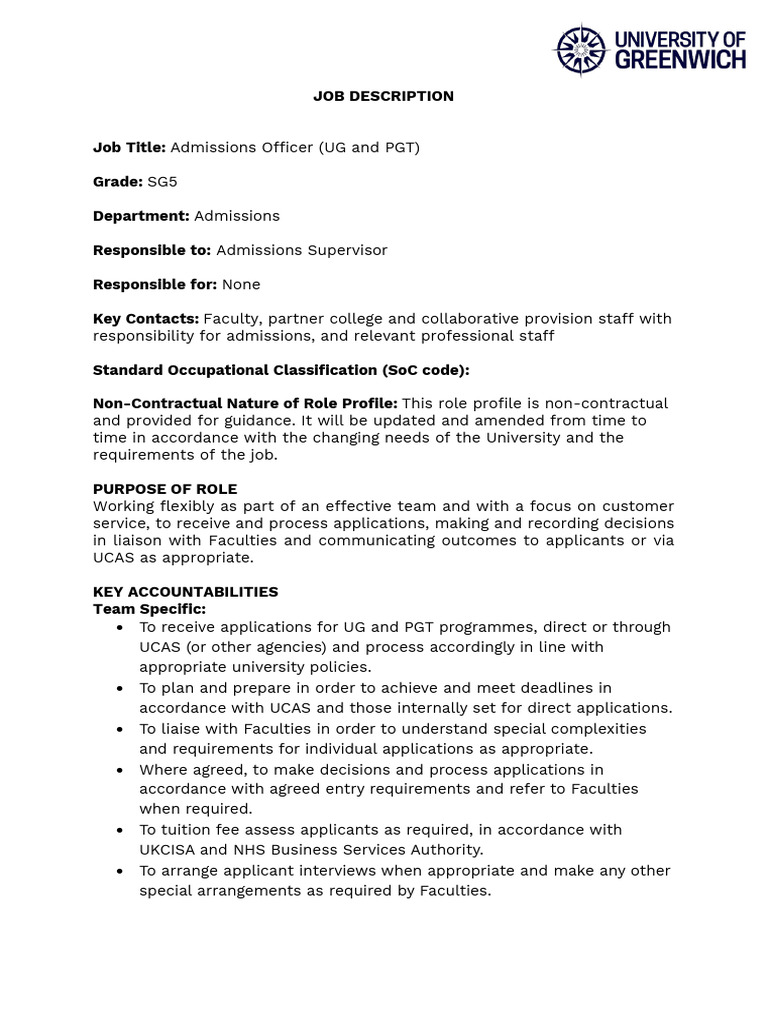 Admissions Officer JD | PDF