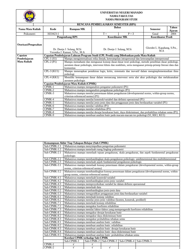 RPS Psikometri | PDF