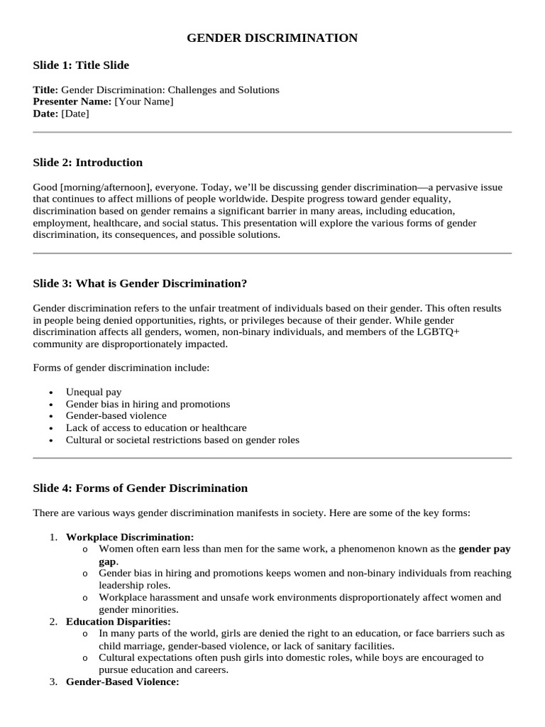 GENDER DISCRIMINATION | PDF