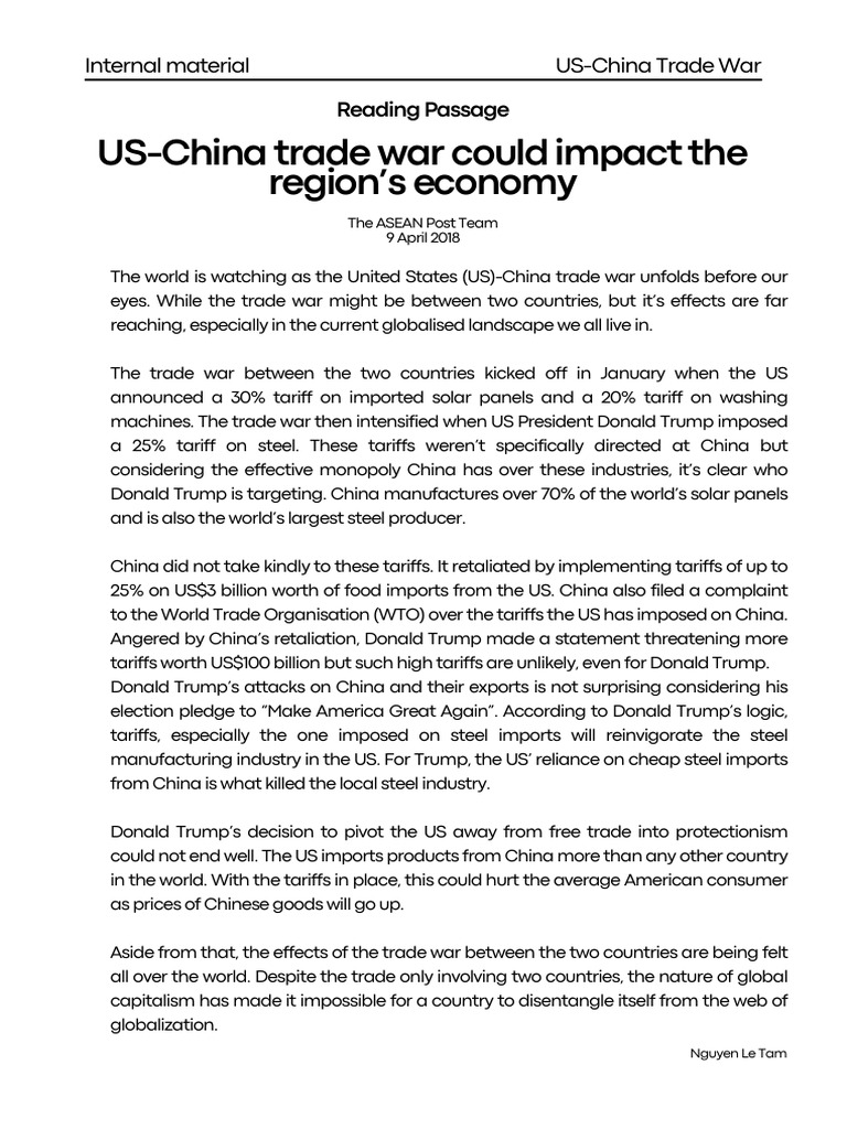 US-China Trade War Could Impact The Region's Economy | PDF ...