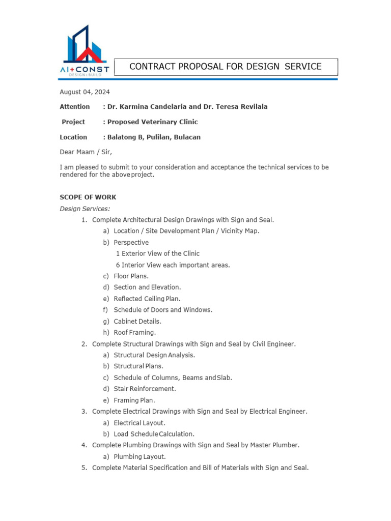 Vet Clinic Design Services Proposal | PDF