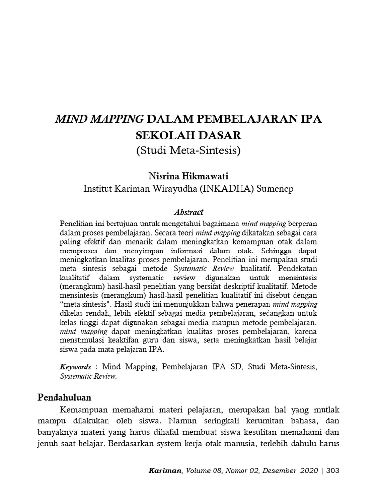 Mind Mapping: Dalam Pembelajaran Ipa Sekolah Dasar | PDF