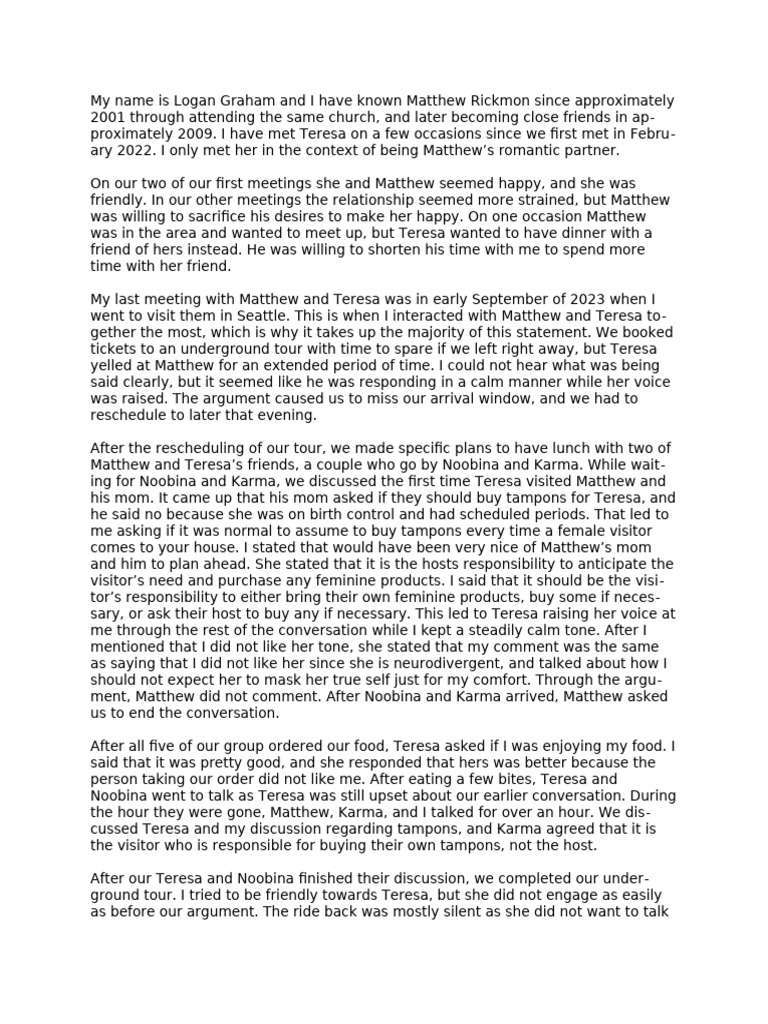 Character Statement | PDF