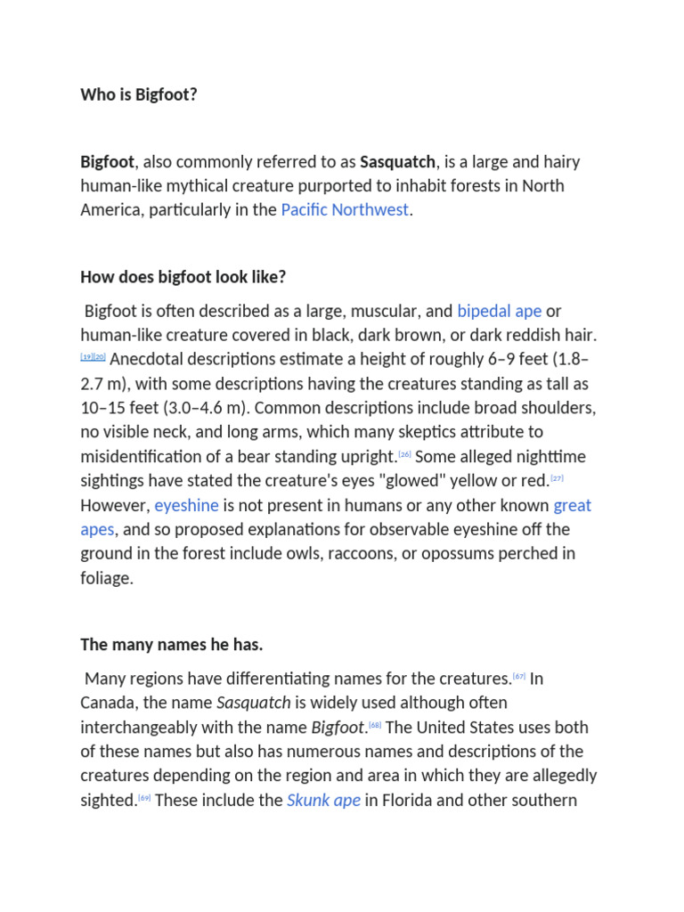 Bigfoot | PDF