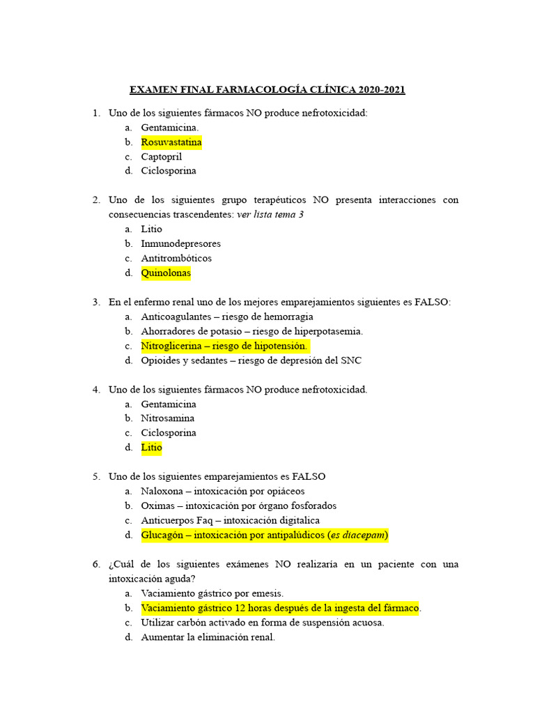 Examen 2020-2021 | PDF | Medicamentos con receta | Salud y bienestar
