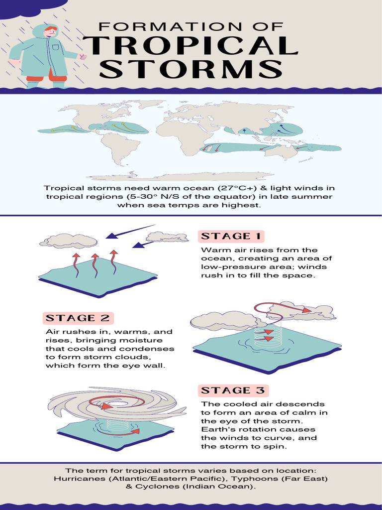 Tropical Storm Formation Education Infographic Blue Semi-Lined Style | PDF