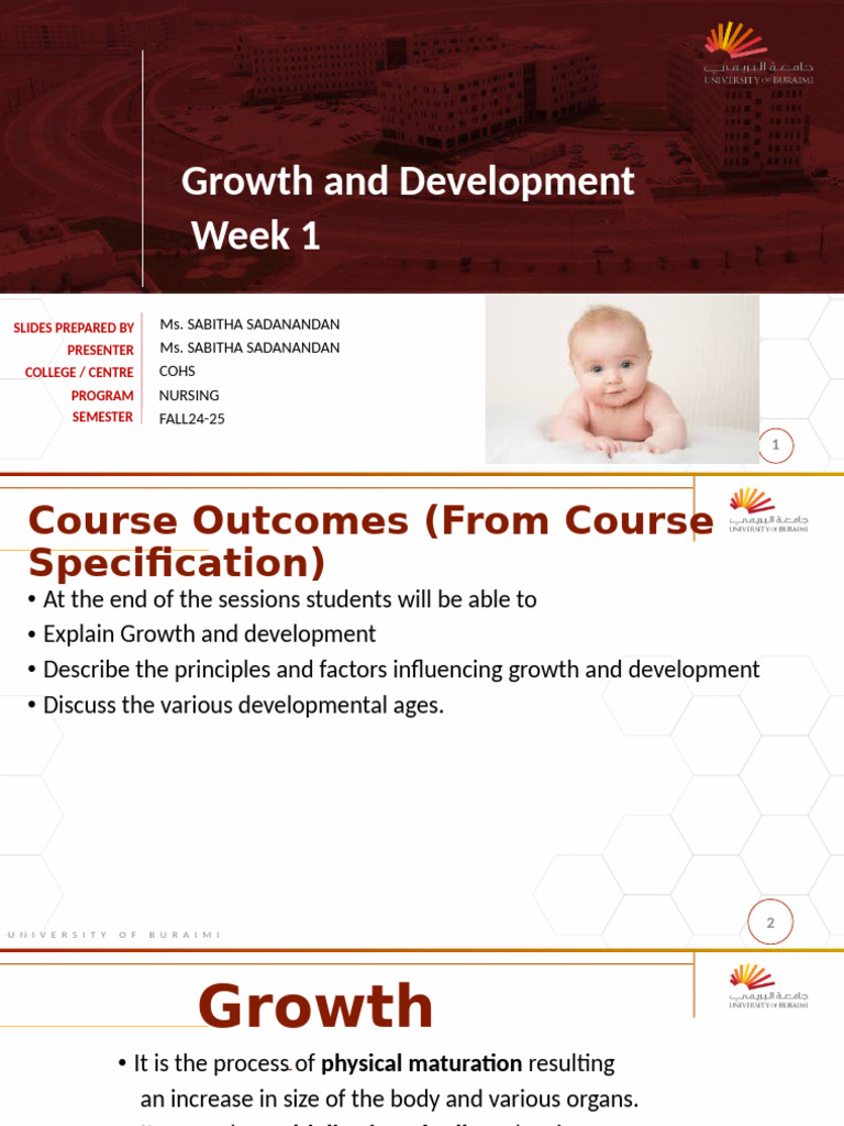 Owth and Development Week 1 | PDF | Prenatal Development | Self-Improvement