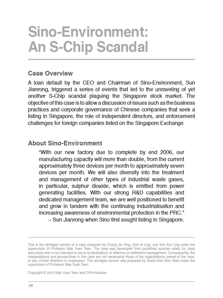 Sino Environment - An Schip Scandal Case Study | PDF