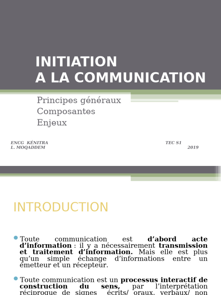 Initiation Ã La Communication | PDF