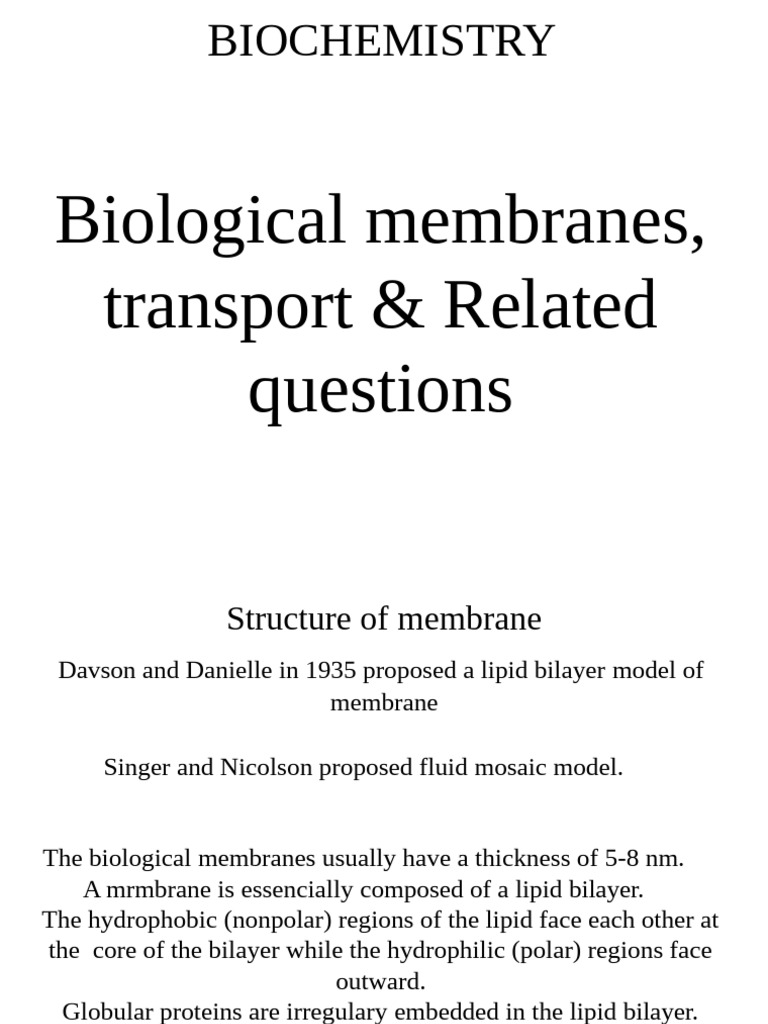 Biological Membranes & Transport | PDF