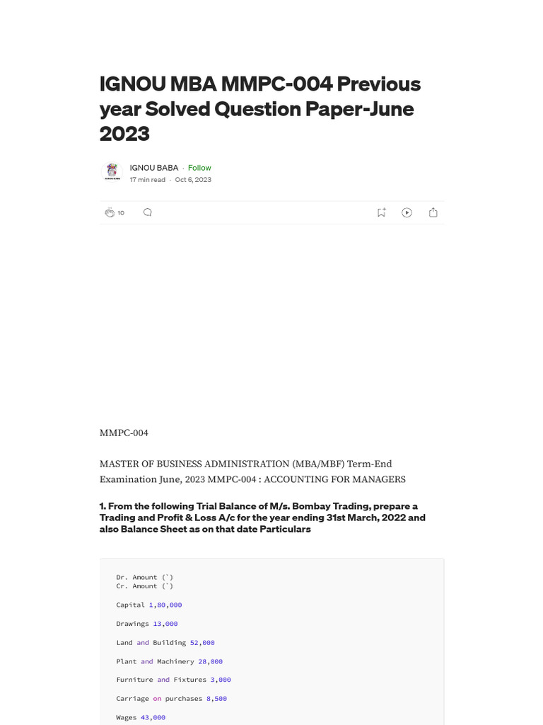 IGNOU MBA MMPC-004 Previous Year Solved Question Paper-June 2023 - by ...